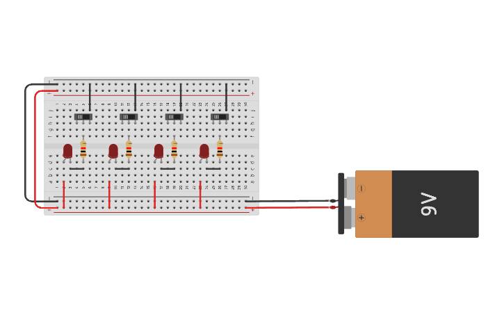 Circuit Design Led Parallel Circuit 4 Led Tinkercad