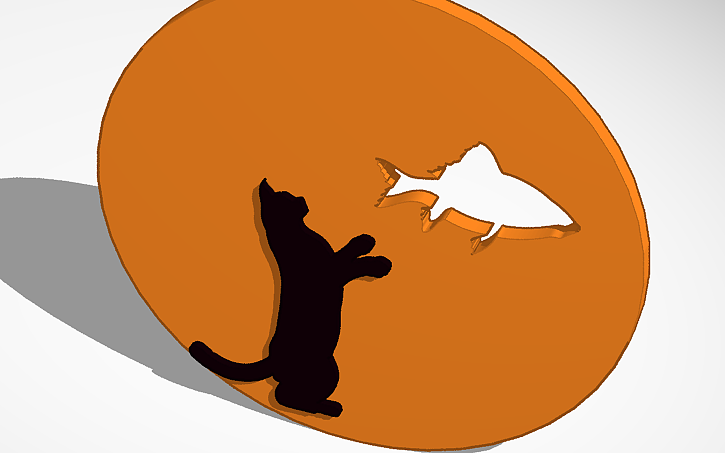 3D design Paper Art Cat And Fish - Tinkercad