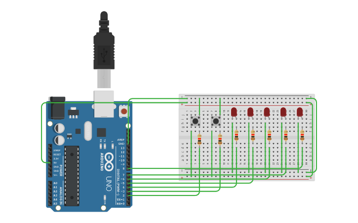 Circuit design Logic gates using arduino - Tinkercad