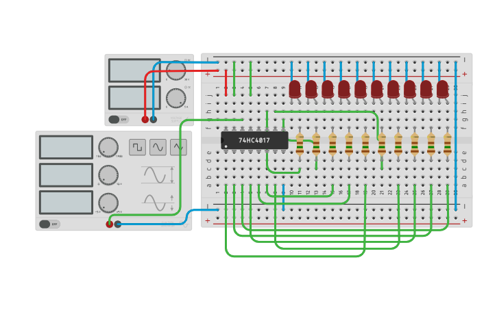 Circuit design cd4017 - Tinkercad