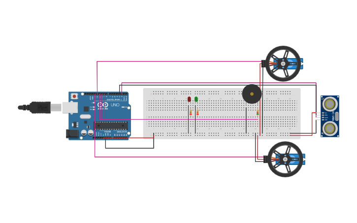 Circuit design Ultra sonic sensor car - Tinkercad