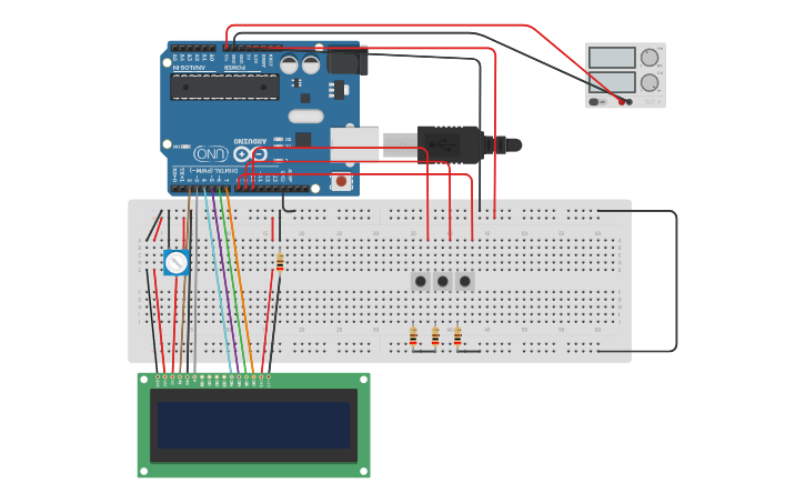 Circuit design LCD Display and Arduino - Tinkercad
