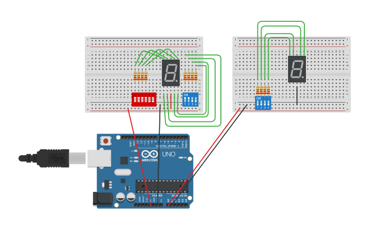Circuit design 7 Segment Display - Tinkercad