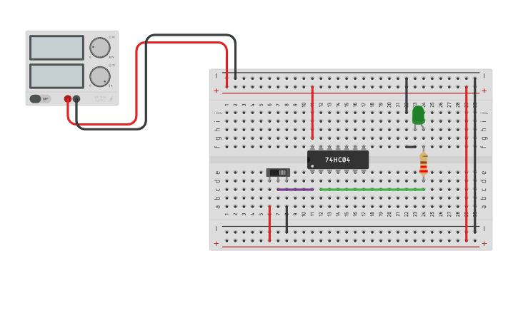 Circuit design NOT Gate - Tinkercad