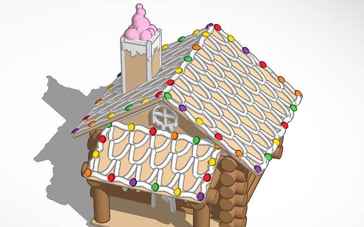 3D design Ginger Bread and Pretzel Cabin - Tinkercad