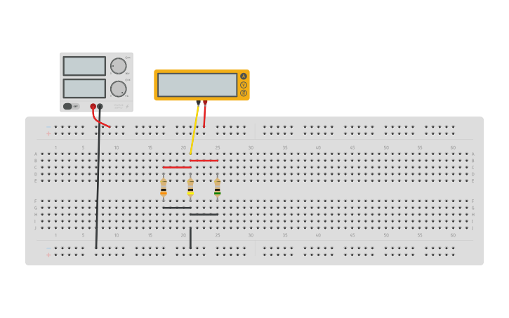Circuit design Three Parallel Resistors - Tinkercad