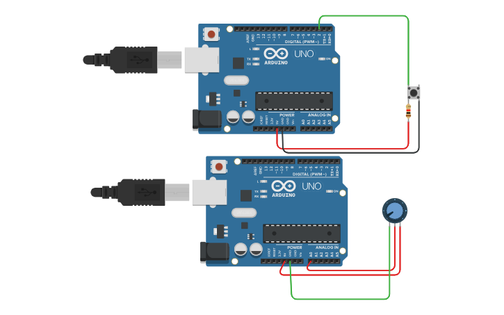 Circuit Design Communication With Two Arduino Tinkercad