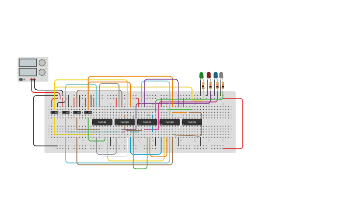 Circuit design Gray to BCD code converter - Tinkercad