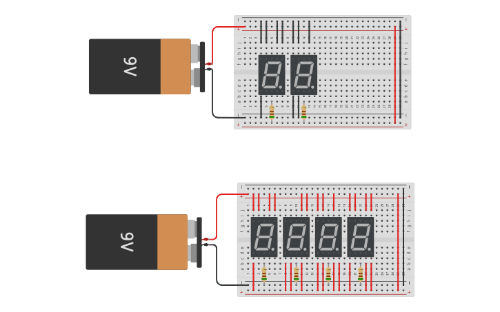 Circuit design Display 7 segmento - Tinkercad