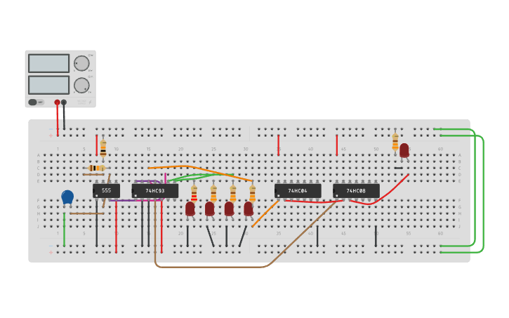 Circuit design timer 555 ad - Tinkercad