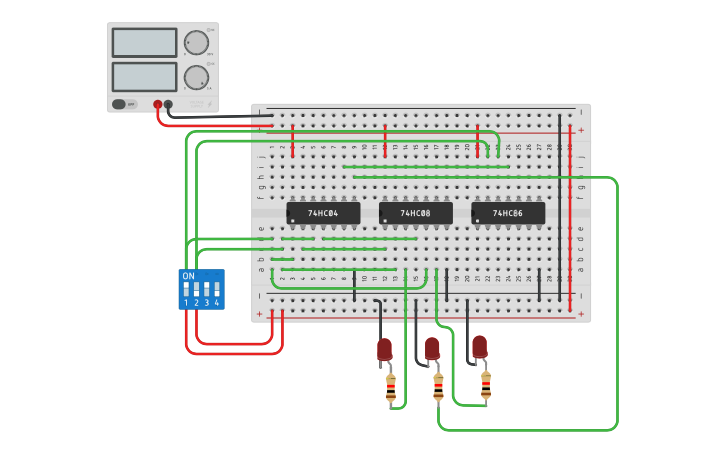 Circuit design 1 bit - Tinkercad