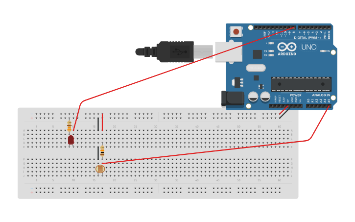 Circuit design Sensor de luz LDR - Tinkercad