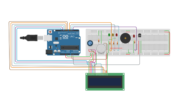 Circuit design Air quality monitoring - Tinkercad