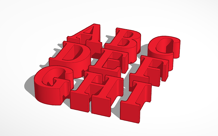 3D design Alphabet Letters - Tinkercad
