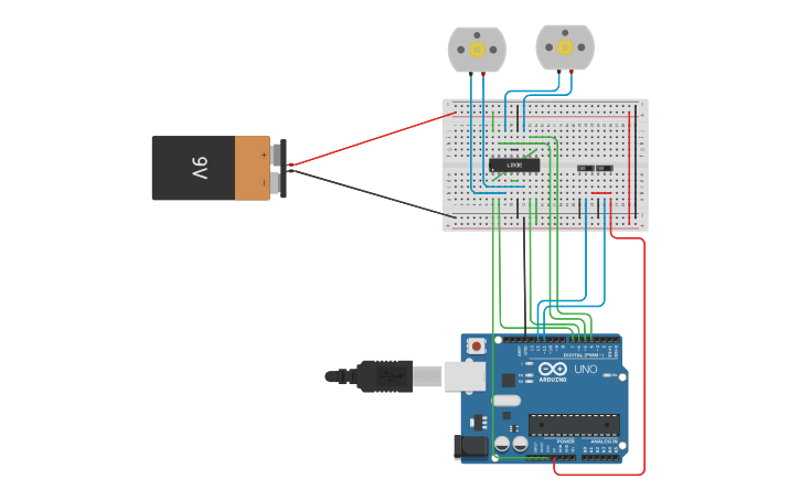Circuit design Line follower - Tinkercad