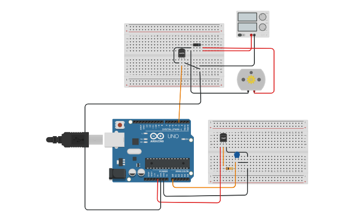 Circuit design temperature-based fan - Tinkercad