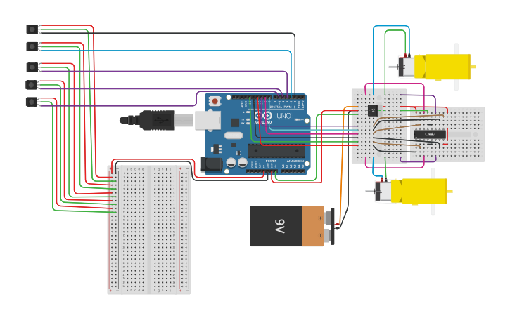 Circuit Design Line Follower Robot Tinkercad