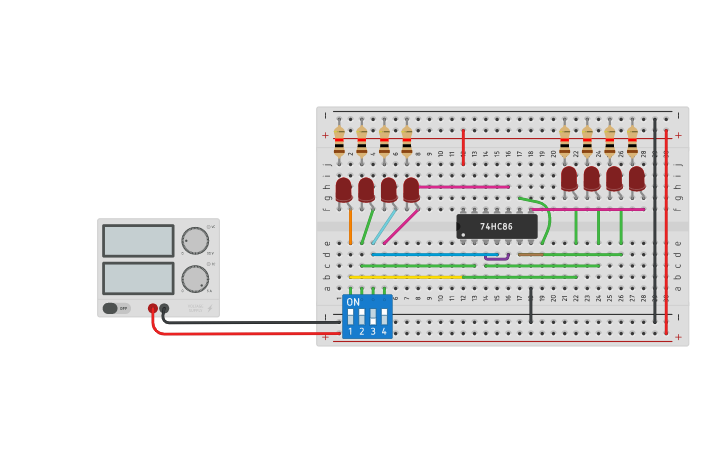 Circuit design gray to binary code converter - Tinkercad