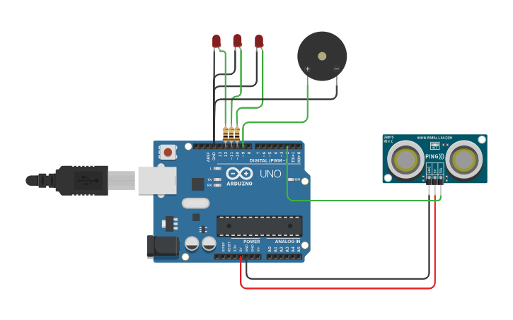 Circuit design Smart car parking system - Tinkercad