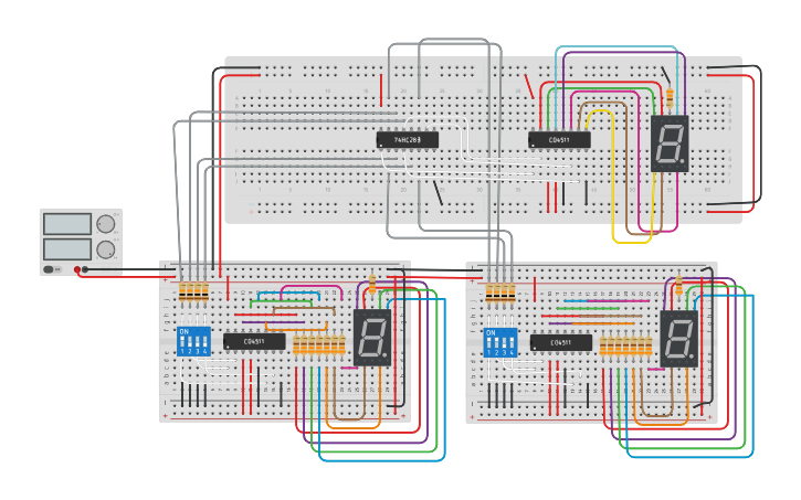 Circuit design Sumador 4Bits - Tinkercad