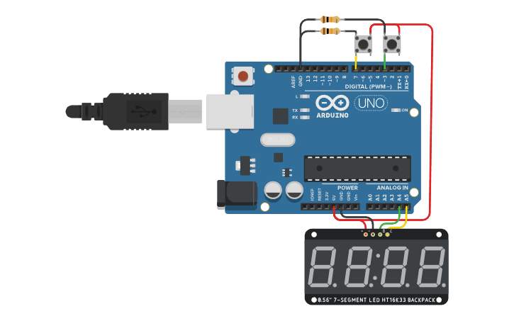 Circuit design up/down counter - Tinkercad