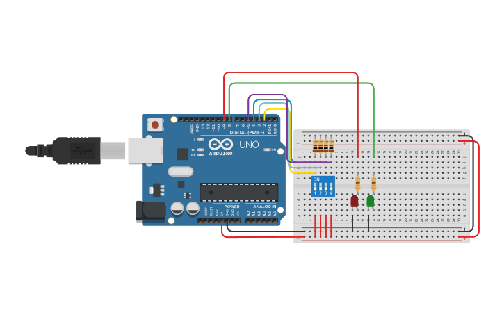 Circuit design Sistem Kunci DIP Switch - Tinkercad