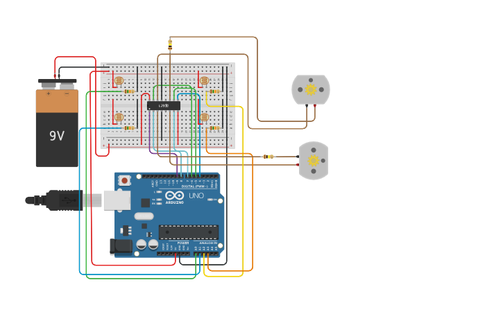 Circuit design Dual Axis Sun Tracker Solar Panel - Tinkercad