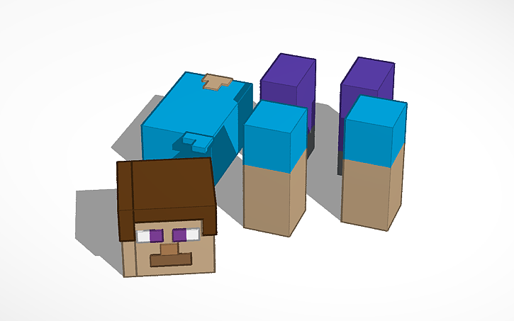 3D design Printable Minecraft Steve parts - Tinkercad