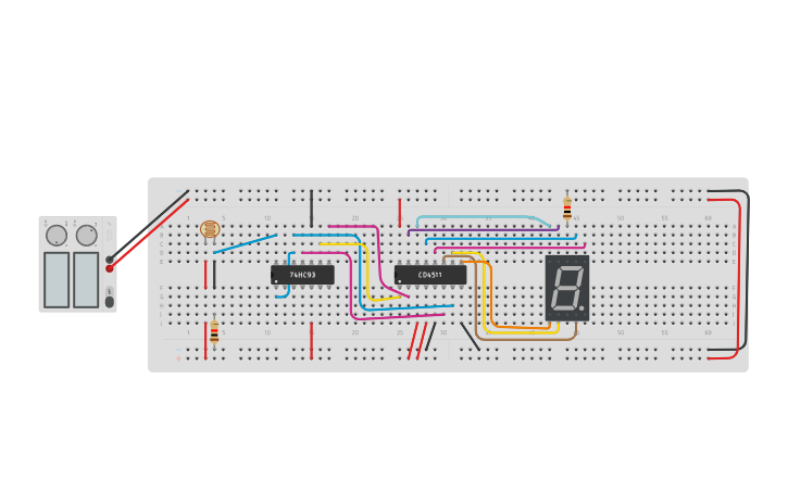 Circuit design 7 segment display - Tinkercad