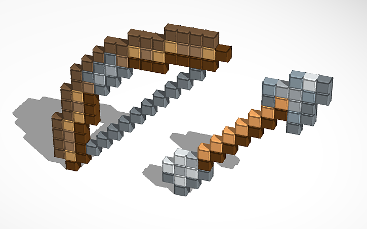 3D design Minecraft Bow and Arrow - Tinkercad