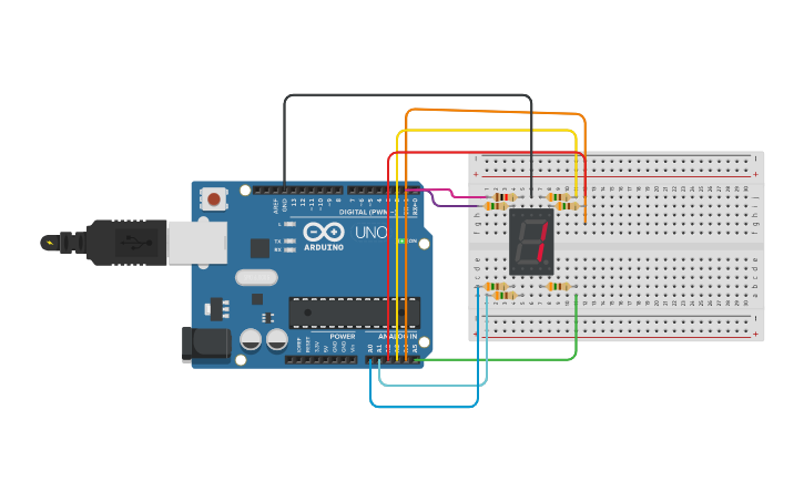 Circuit design ARDUİNO UNO R3 : SAYAÇ - Tinkercad