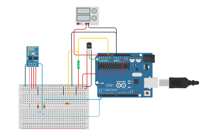 Circuit design simulación ESP8266 - Tinkercad
