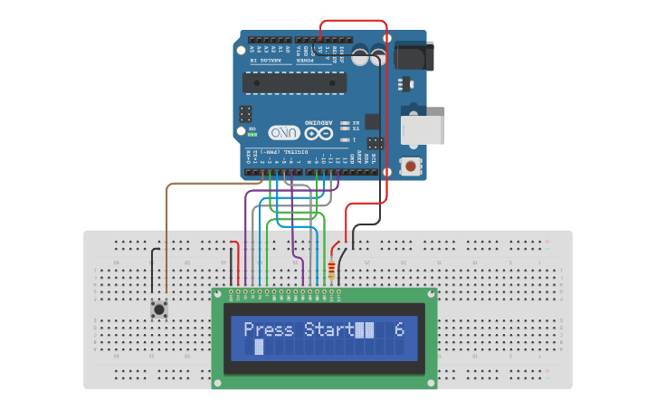 Circuit design Copy of Arduino LCD Game - Tinkercad