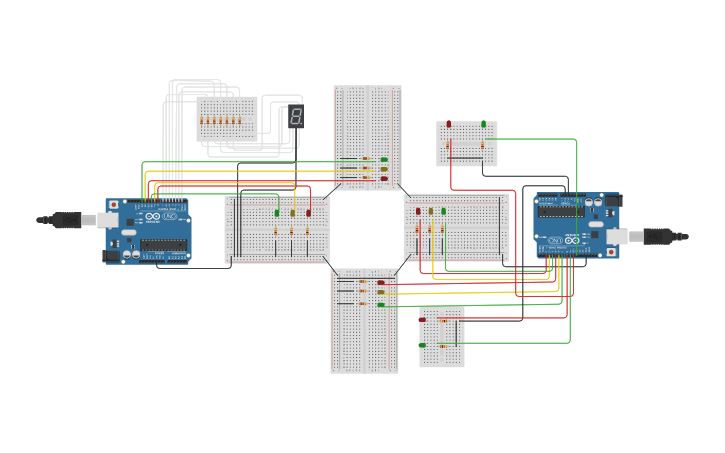 Circuit design TRAFFIC LIGHT SYSTEM - Tinkercad