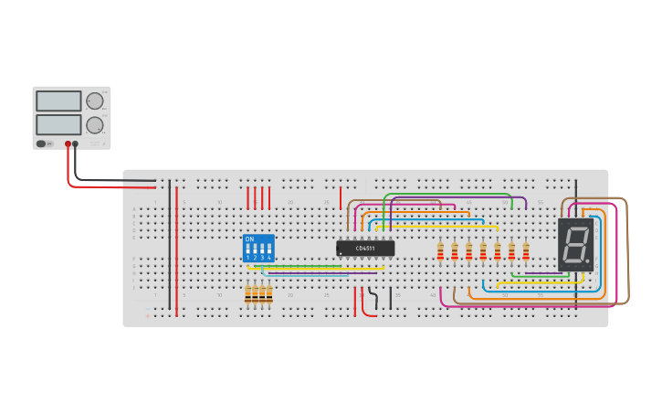 Circuit design 4 - Bit Computer Without Any Chip - Tinkercad