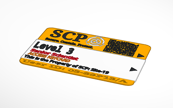 3D design SCP Level 3 Keycard - Tinkercad