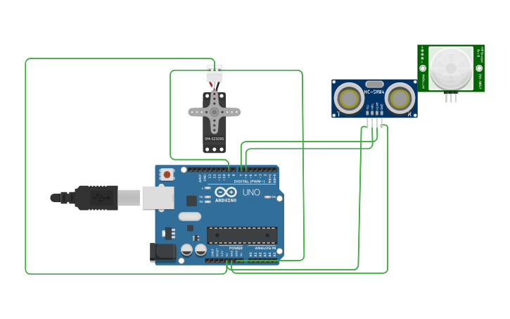 Circuit design Sensor de ultrasonido - Tinkercad