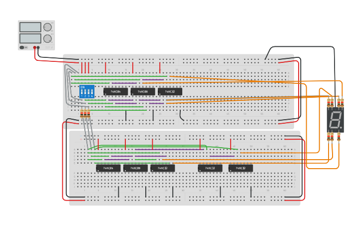Circuit design CIRCUITO DECODIFICADOR PARA DISPLAY DE 7 SEGMENTOS - Tinkercad