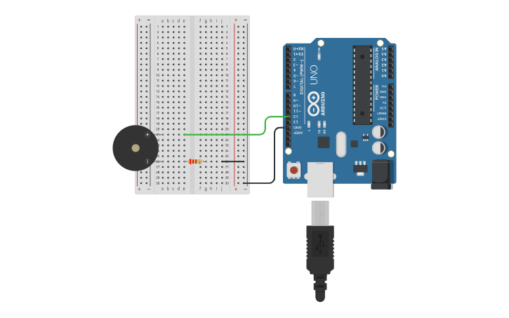 Circuit design Simple Buzzer - Tinkercad