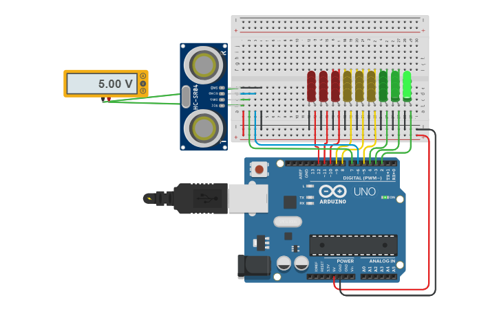 Circuit design SONAR - Tinkercad