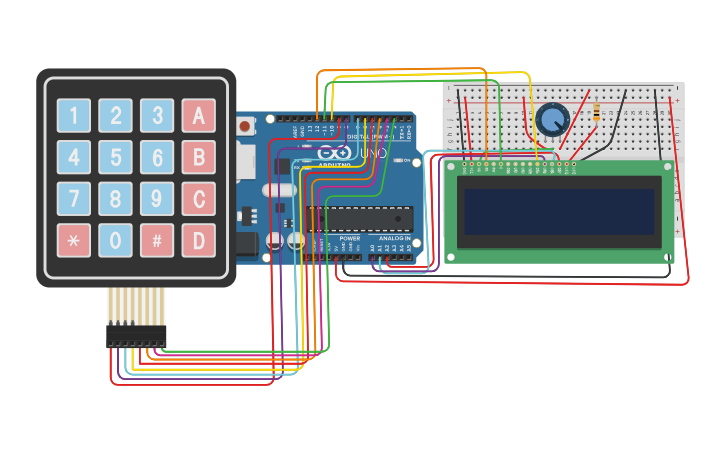 Circuit design LCD CON KEYPAD - Tinkercad