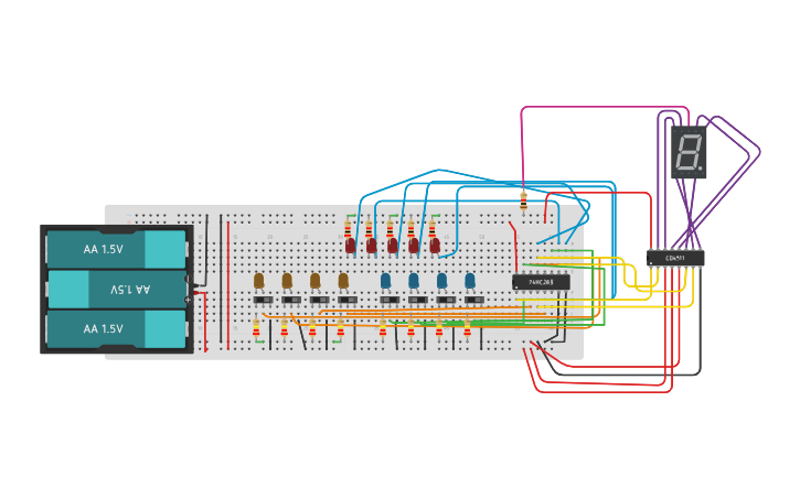 Circuit design 4 bit adder - Tinkercad
