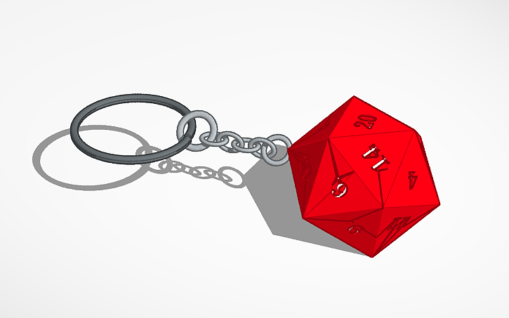3D design DND dice Keychain - Tinkercad