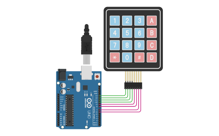 Circuit Design Keypad Interfacing With Arduino Tinkercad