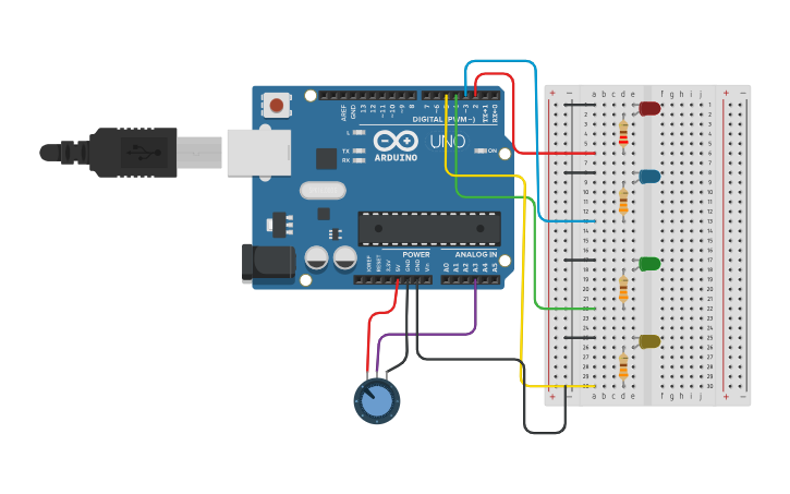 Circuit design Requerimiento 3, desafío 4 Arduino 2 - Tinkercad