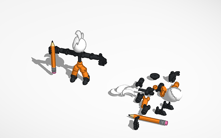 3D design 3d printable fancy pants man action figure model - Tinkercad