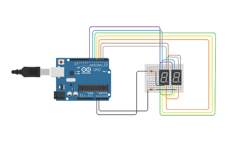 Circuit design Odd Even Counter using 7 Segment Display - Tinkercad