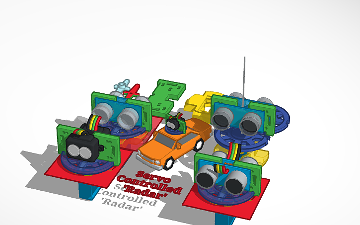 3D design SG90 Servo & HC-SR04 Ultrasonic Sensor 'Radar' Kit - Tinkercad