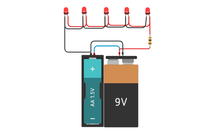 Circuit design LED in Parallel - Tinkercad