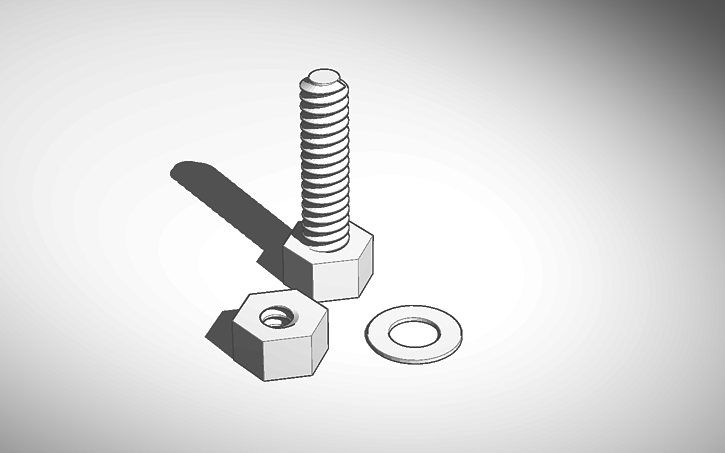 3D design bolt+nut+washer - Tinkercad